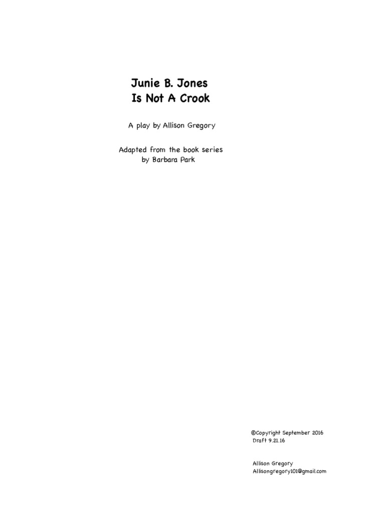 Junie B. Jones Is Not A Crook | PDF