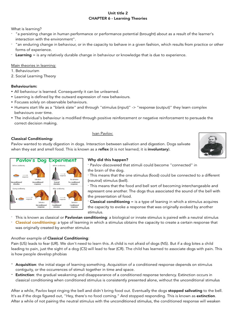 Learning Theories | PDF | Classical Conditioning | Reinforcement