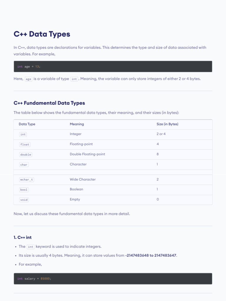 C++ Data Types - Abdul Rehman | PDF | Integer (Computer Science) | Data ...