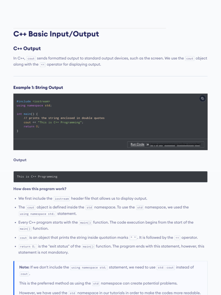 Input Output Constructs - Abdul Rehman | Download Free PDF | Namespace | C++
