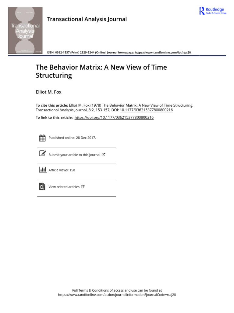 Behavior Matrix: Time Structuring Insights | PDF | Psychology ...