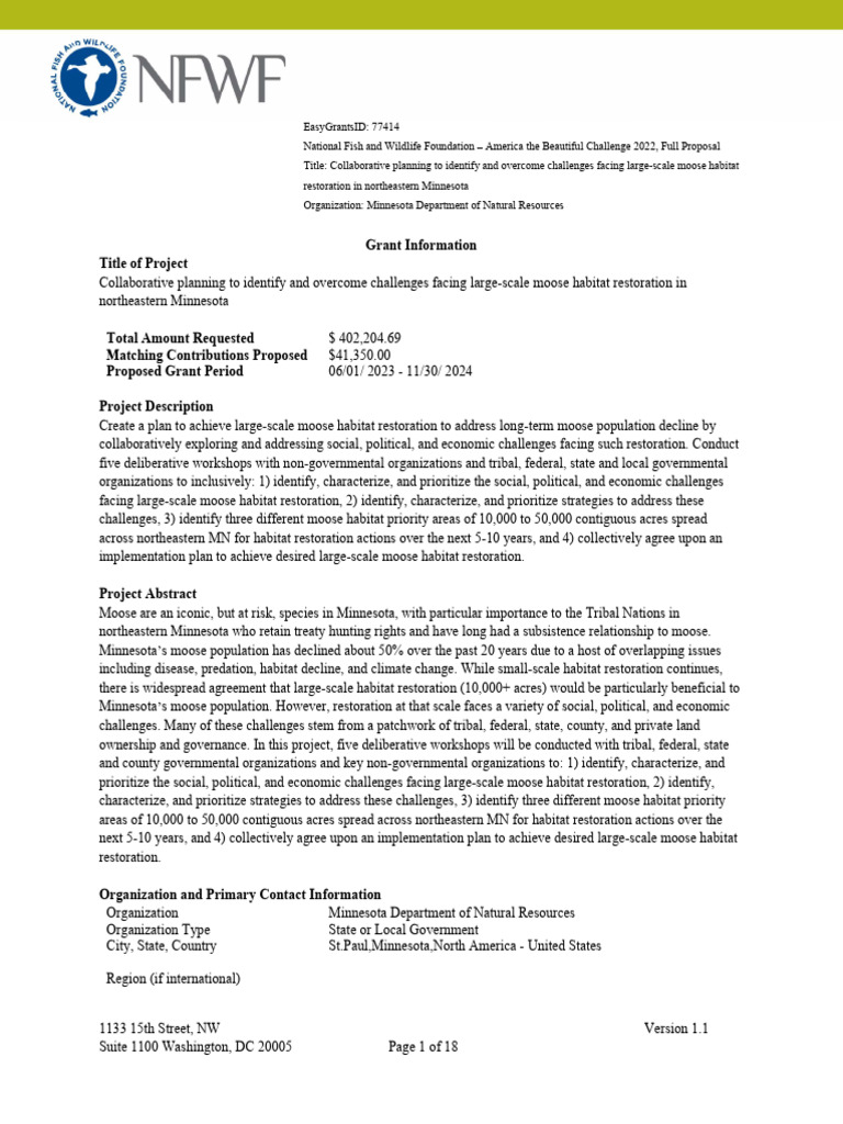 Project Narrative - ATB Moose Grant | Download Free PDF | Restoration ...