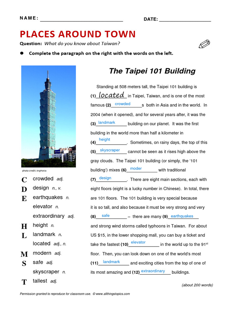 Reading - Places in Town | PDF