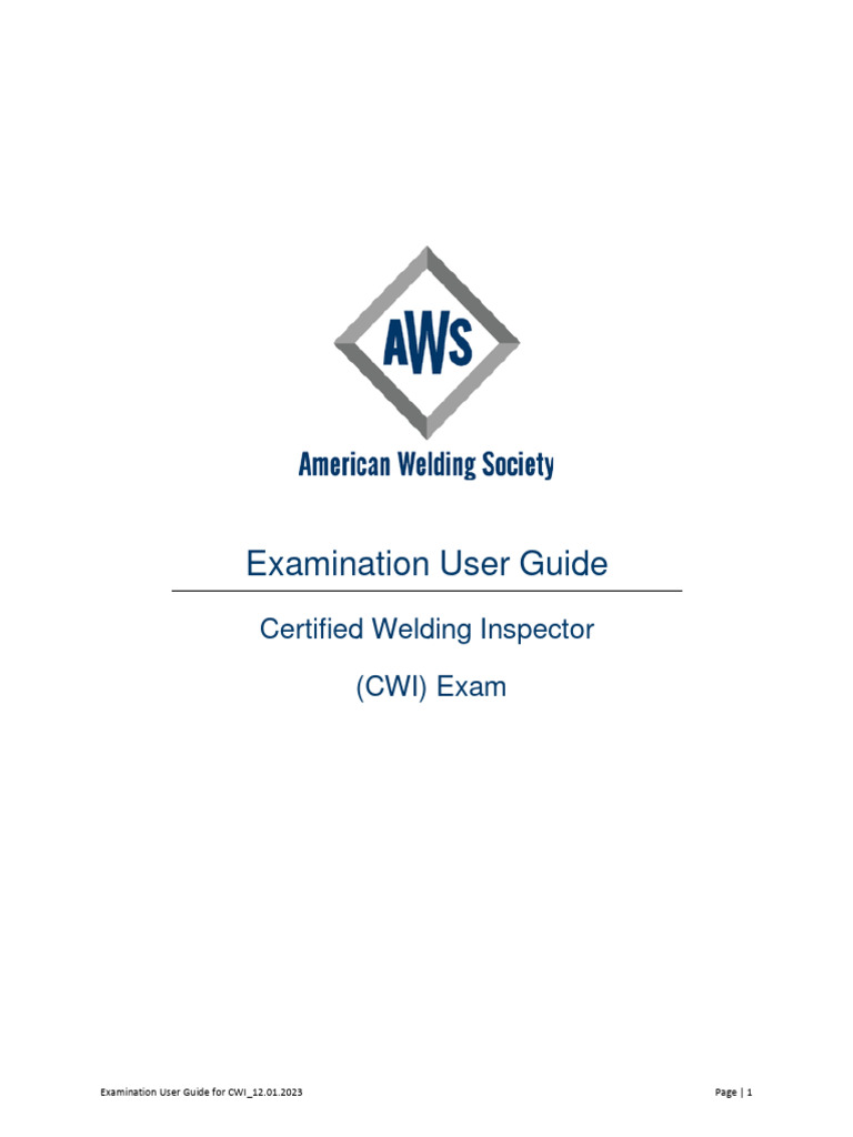 Examination User Guide For Certified Welding Inspector Cwi Pdf