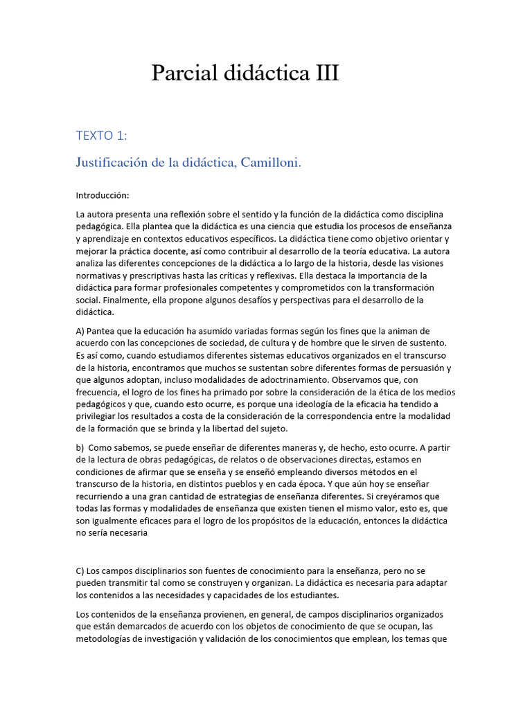 Resumen Didactica Parcial | PDF | Plan de estudios | Enseñando