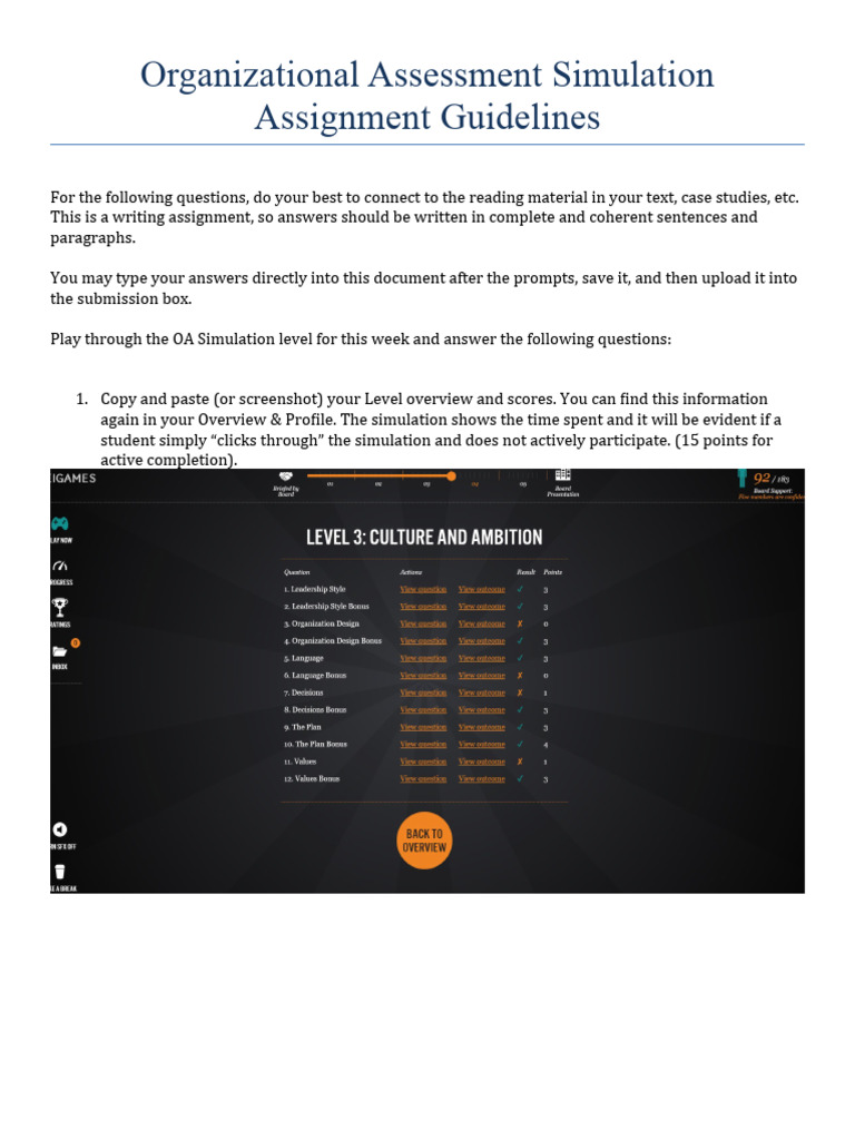 Oa Simulation Assignment Guidelines Level 3 1 | PDF