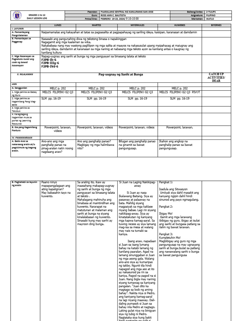 DLL Filipino-2 - Q3 W4 | PDF