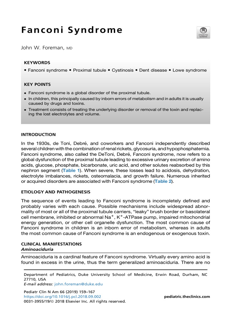 Fanconi Syndrome | PDF | Causes Of Death | Diseases And Disorders