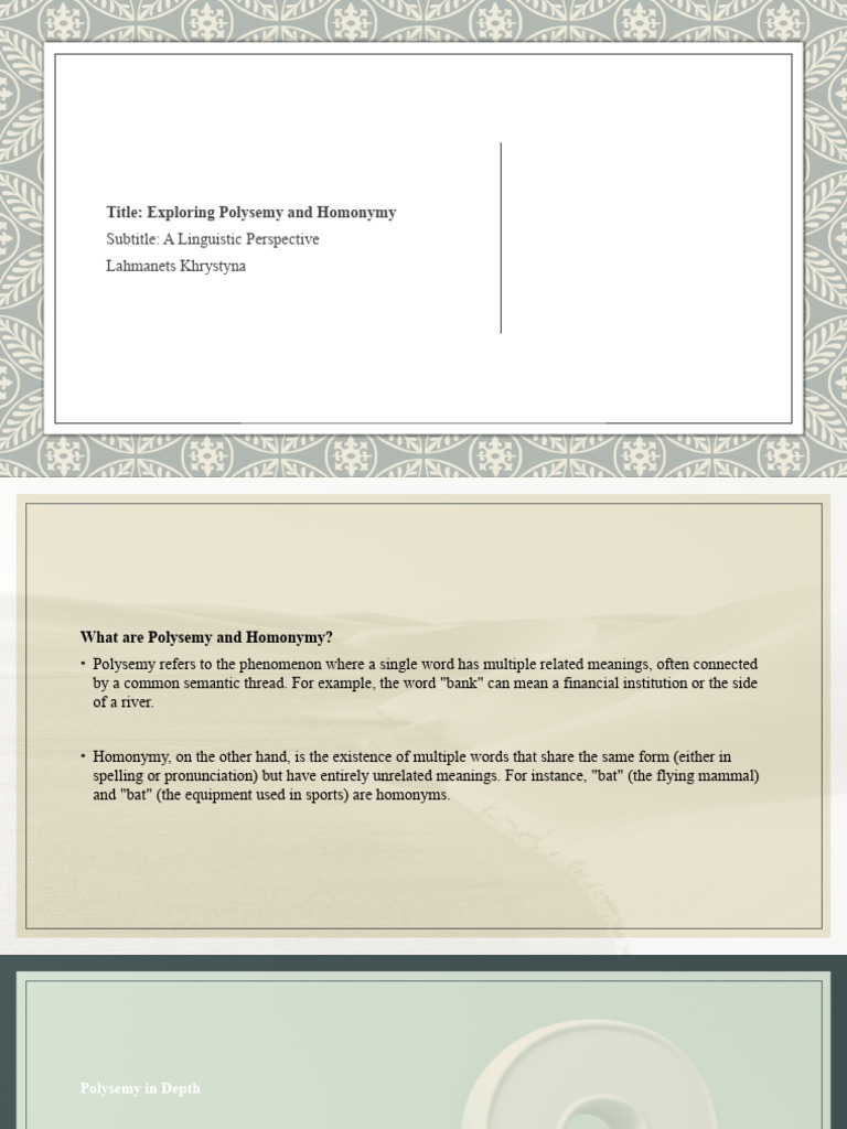 Polysemy and Homonymy | PDF | Word | Cognitive Science