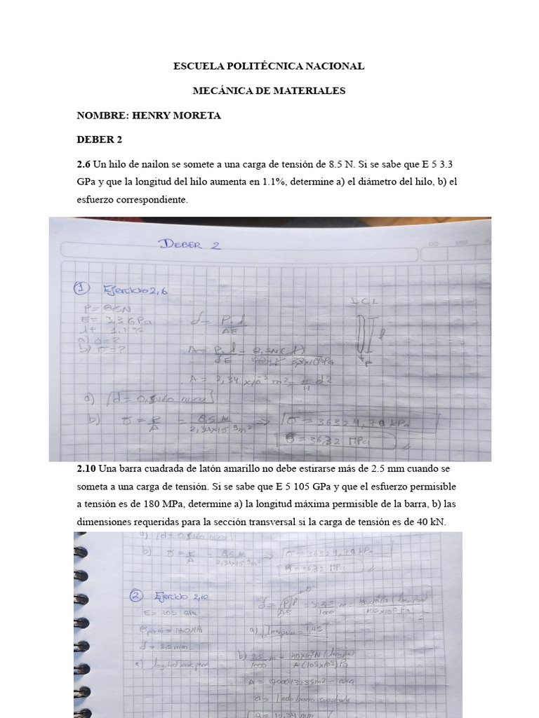 Deber 2 MM Moreta Henry | PDF | Viga (Estructura) | Ingeniería mecánica