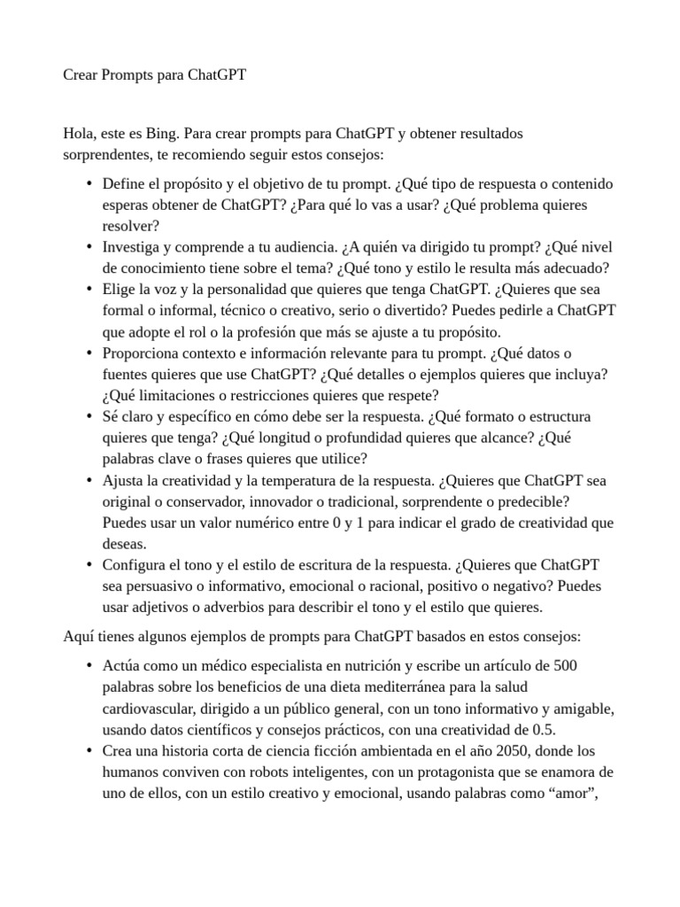 Crear PROMPTS Chatgpt | PDF | Informática | Programación de computadoras