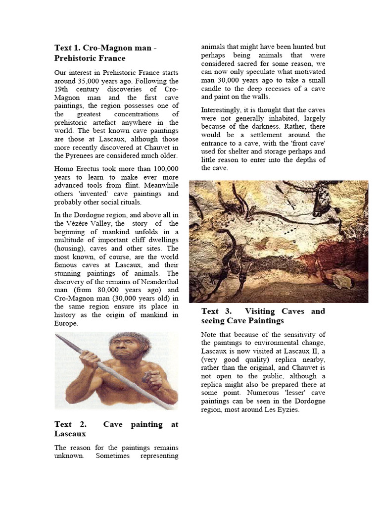 Texts Unit 1 Origins of Mankind | PDF | Cave | Human