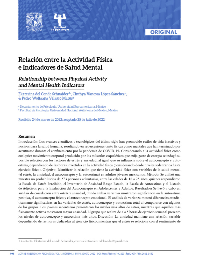 Actividad Fisica y Salud Mental | PDF | Estilo de vida sedentario ...