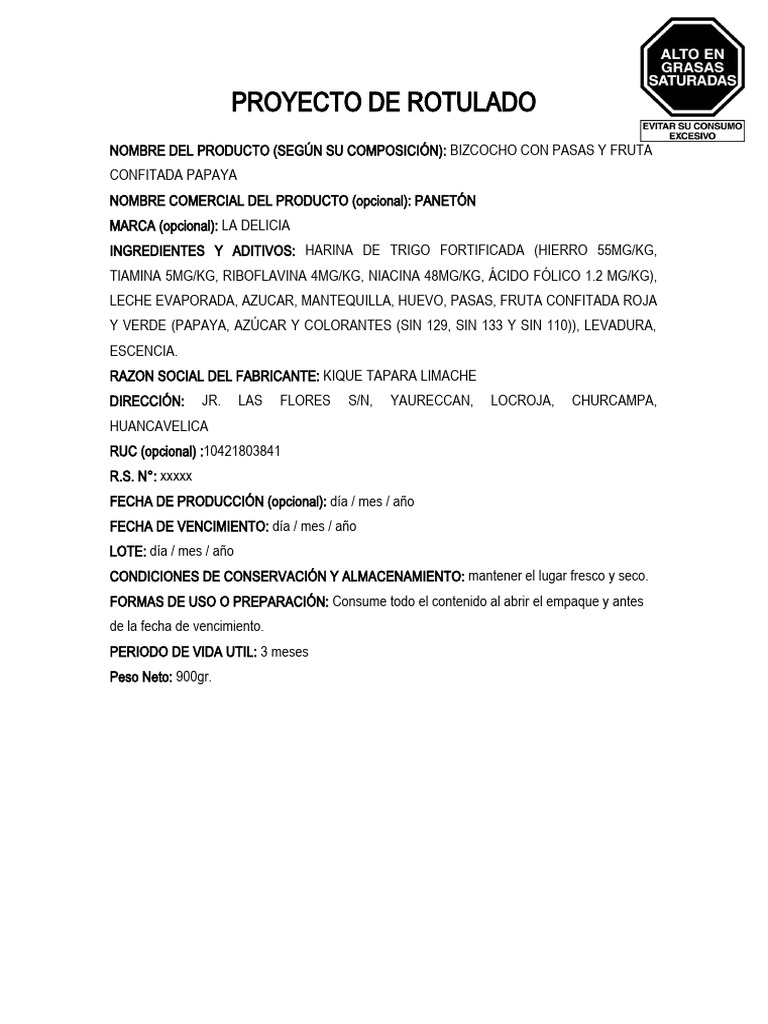 (Req-7) PROYECTO DE ROTULADO PANETON | PDF