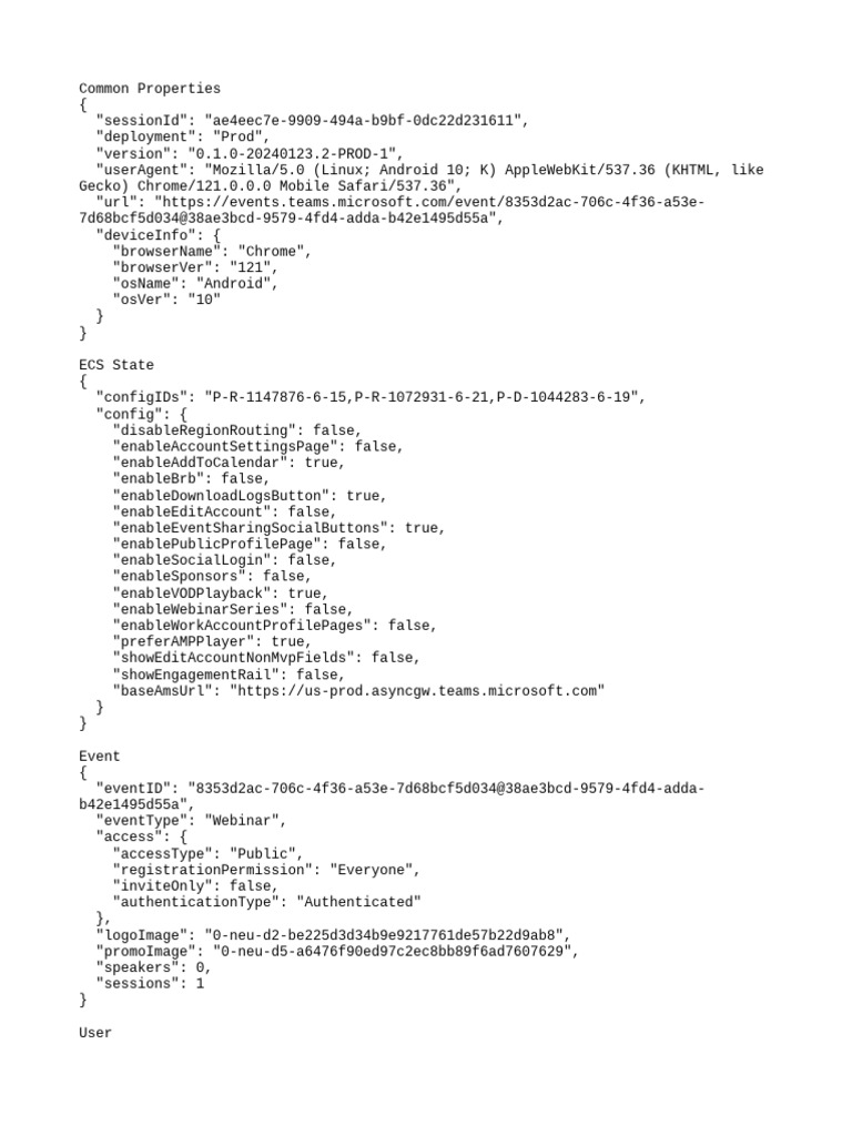 Teams Virtual Events Portal Diagnostics Log 31 - 1 - 2024 - 09 - 01 - 27 | PDF | Web Software ...