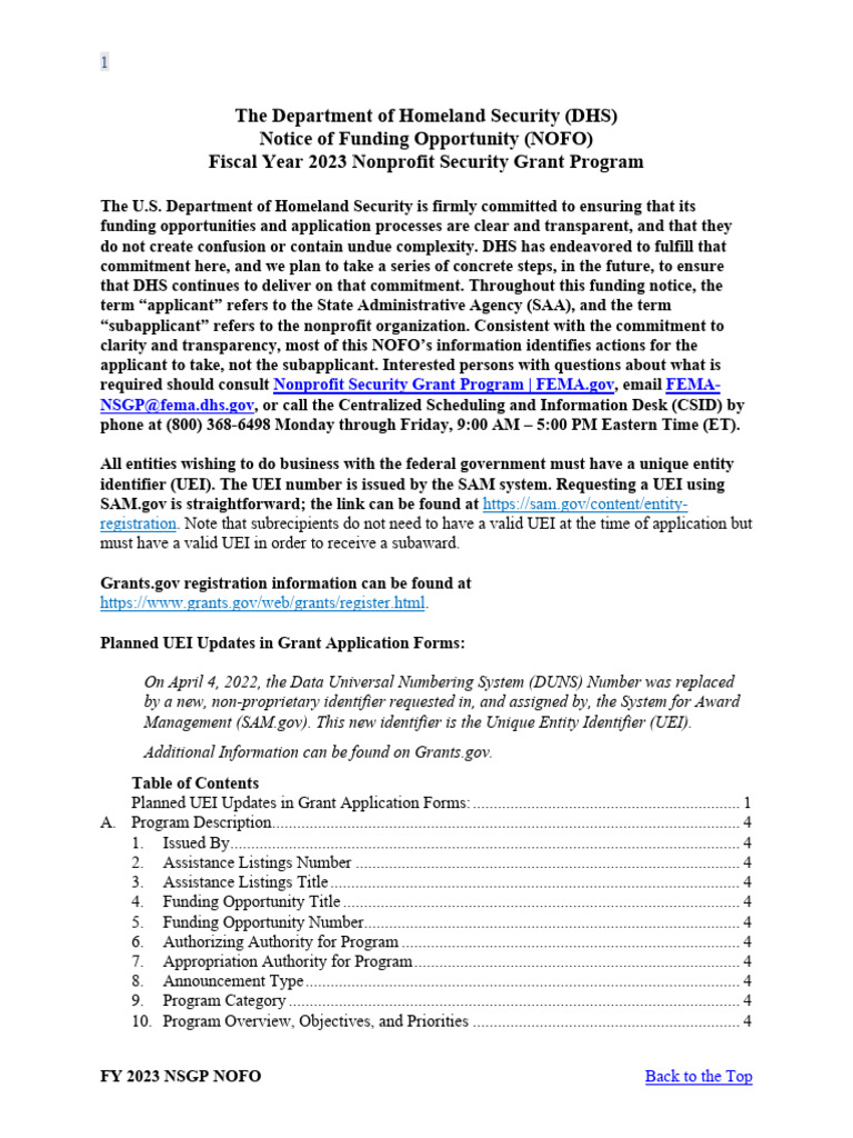 Historical Fy23 NSGP Nofo | PDF | Computer Security | Security