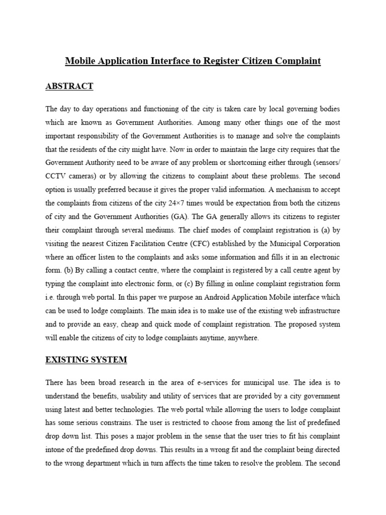 Mobile Application Interface To Register Citizen Complaint | PDF ... Mobile Application Interface To Register Citizen Complaint | PDF ...