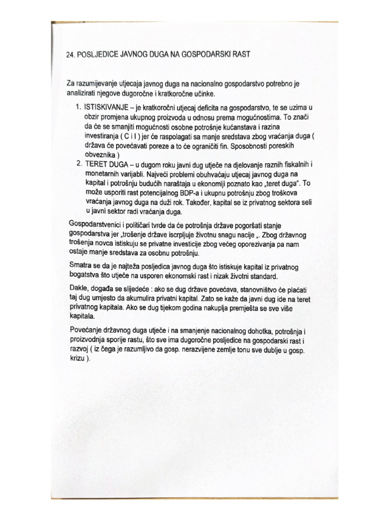 Posluedice Javnog Duga Na Gospodarski Rast | PDF