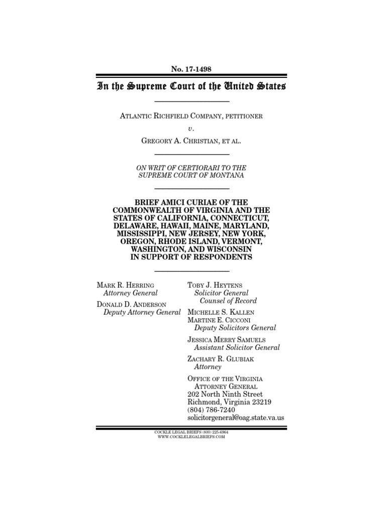 AMICI Brief | PDF | Federal Preemption | Superfund