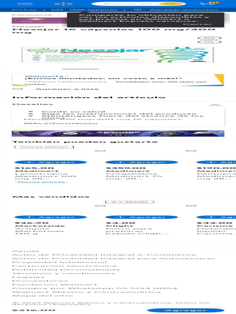 Nesajar 16 Cápsulas 100 mg300 MG Walmart | PDF | Walmart | Industrias de servicio
