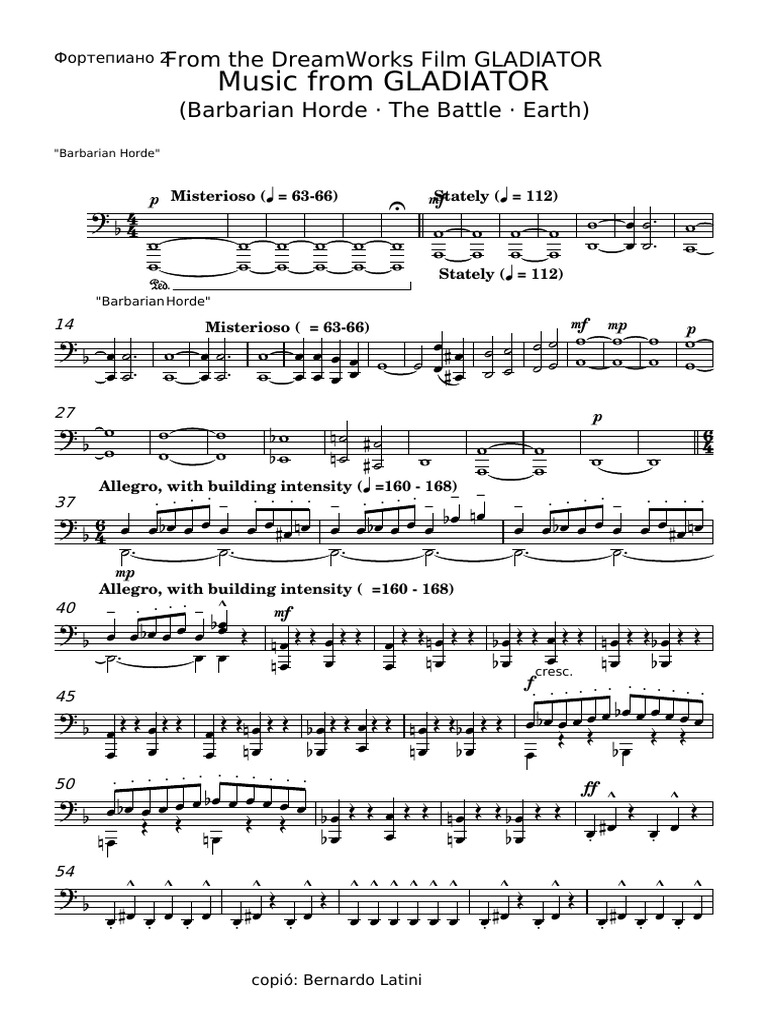 Music From Gladiator: From The Dreamworks Film Gladiator (Barbarian ...