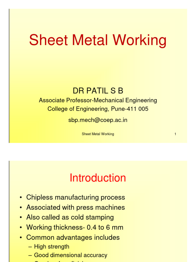 Sheet Metal Working (Compatibility Mode) | PDF | Sheet Metal | Physical Sciences