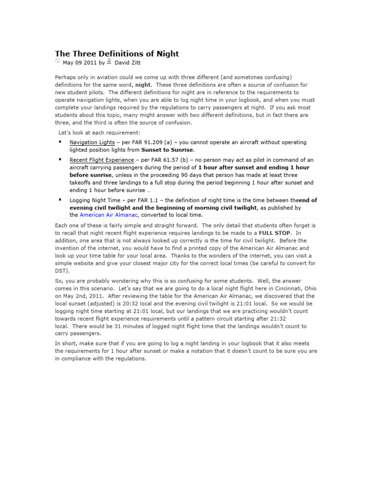 The Three Definitions of Night | PDF | Twilight | Hour