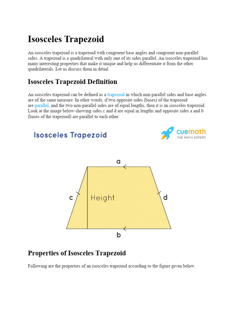 Isosceles Trapezoid | PDF | Elementary Geometry | Geometric Shapes