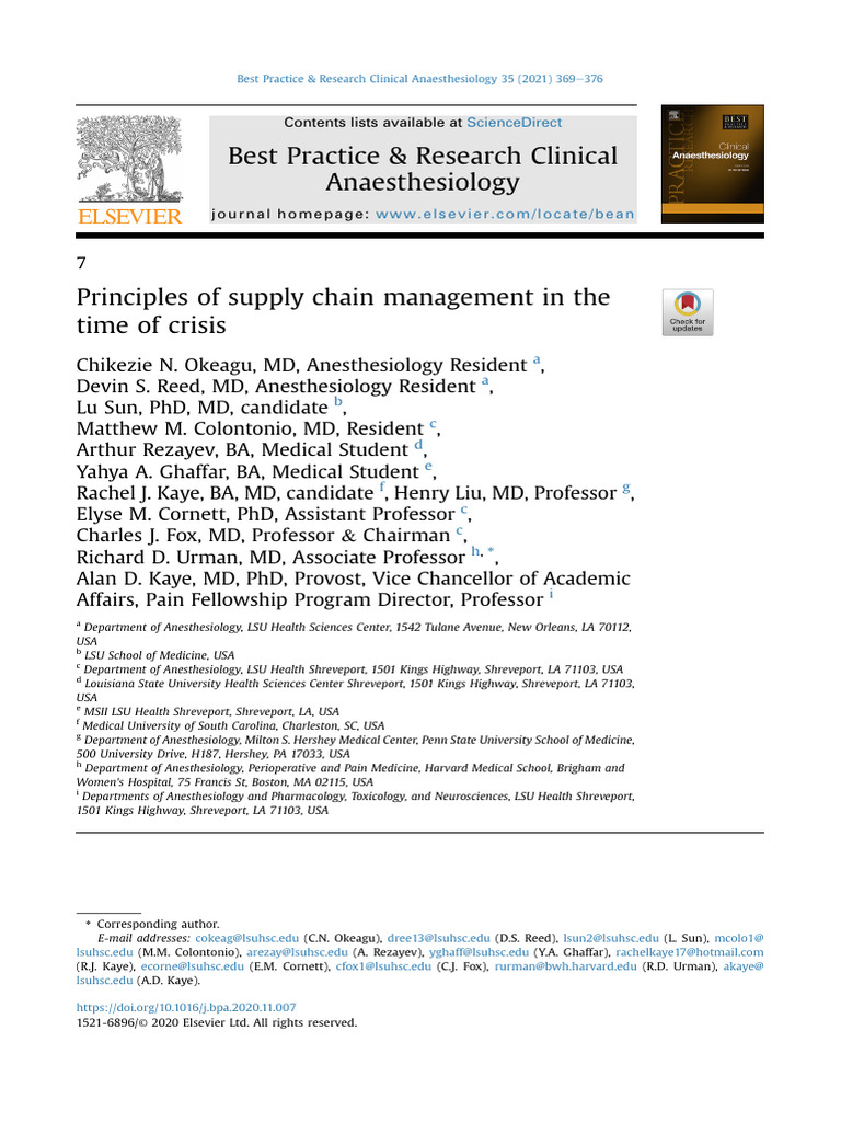 Principles of Supply Chain Management I - 2021 - Best Practice ...