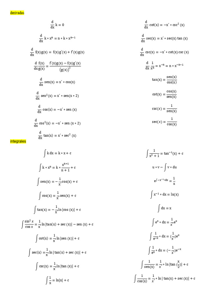 Formulario de Ecuas | PDF | Ecuaciones | Objetos matemáticos