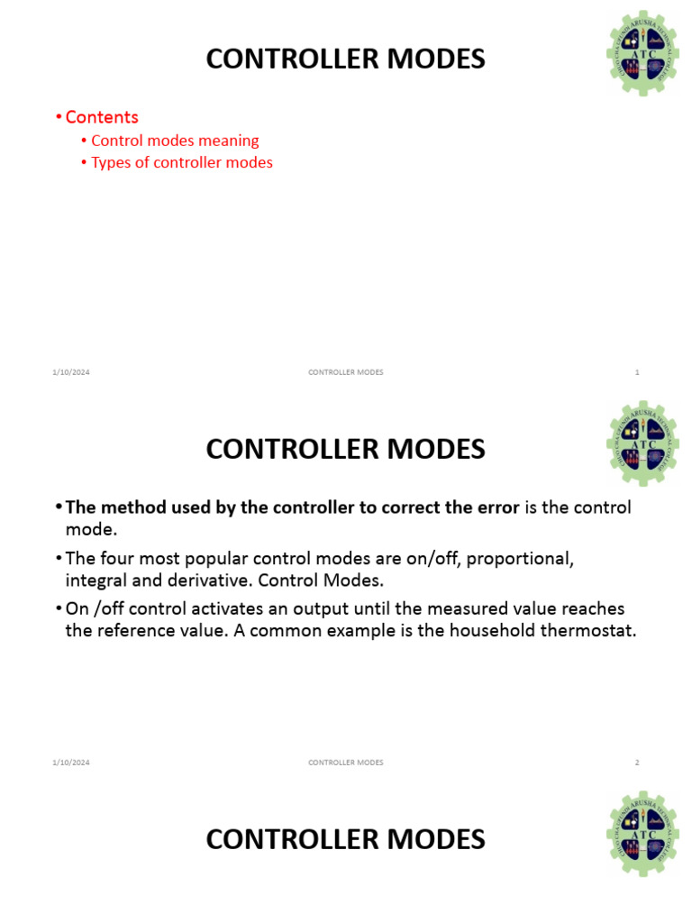 Lecture 6-CONTROLLER MODES | PDF | Control Theory | Systems Science