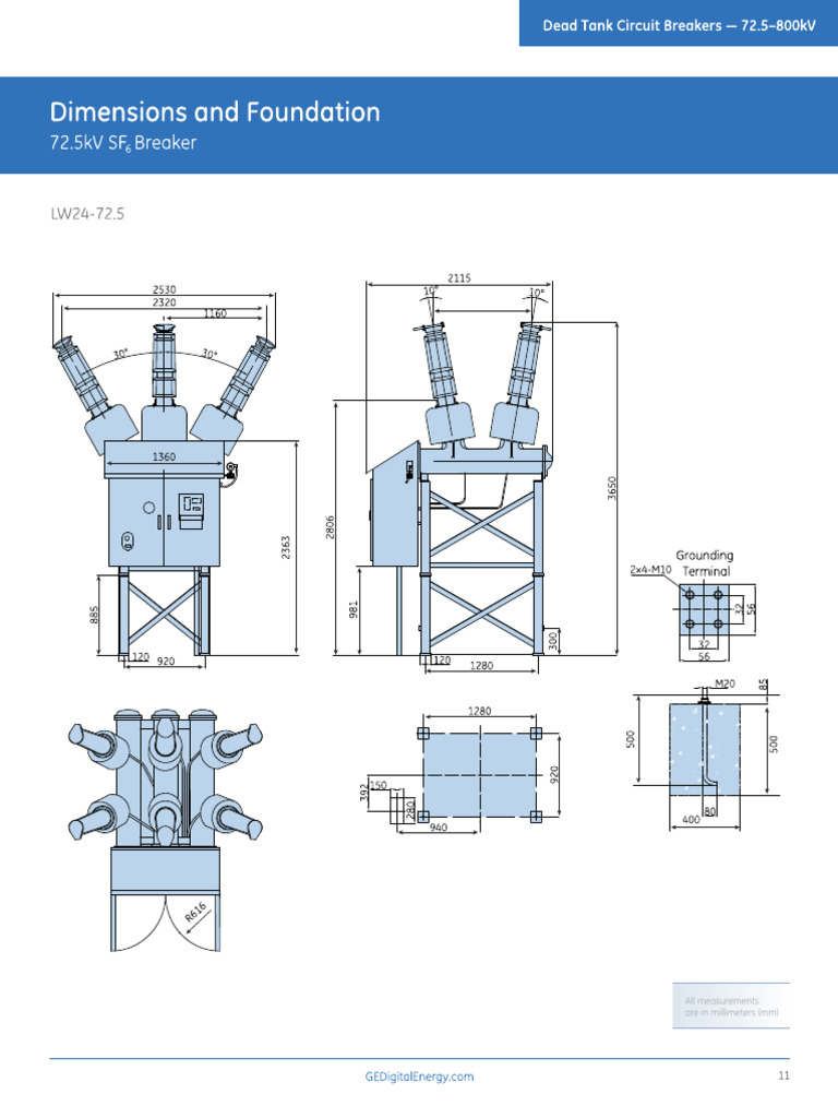 72.5 KV CB Dimensions - GE | PDF