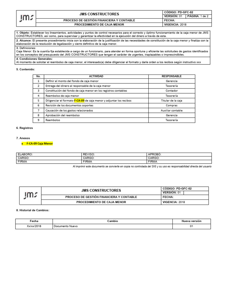 PD-GFC-02 Caja Menor | PDF | Contabilidad