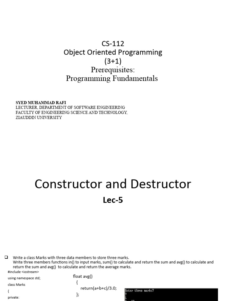 Object-Oriented Programming in C++ | PDF | Constructor (Object Oriented Programming) | Programming