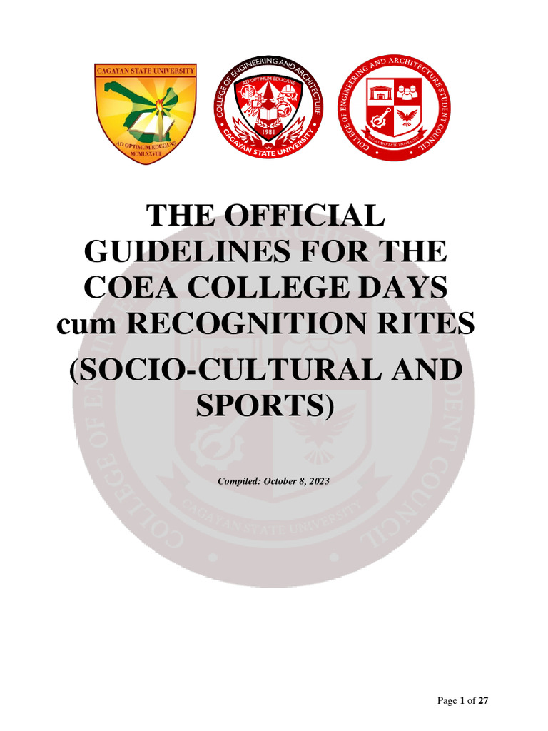 Coea College Days Final and Compiled Guidelines Socio Literary Sports ...