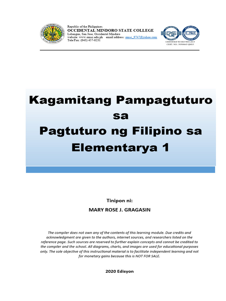 PFE 1 Module | PDF | Tagalog Language | Thesis
