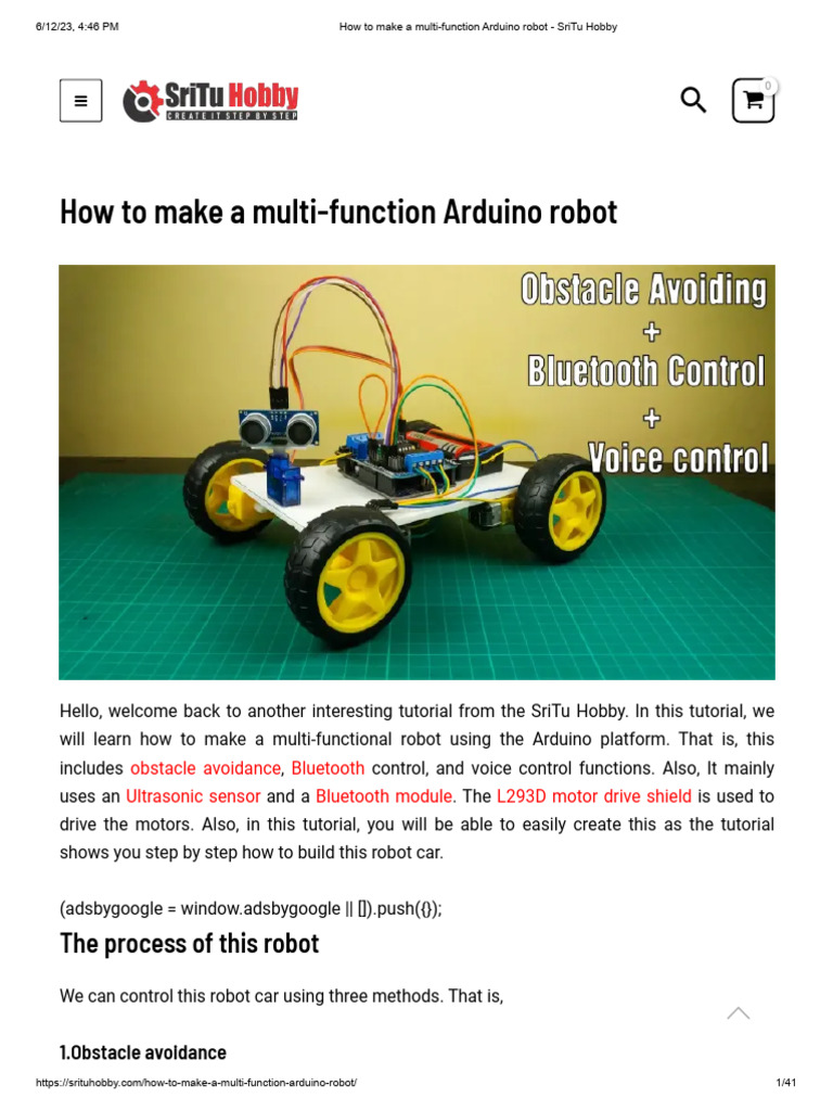 Build Multi-Function Arduino Robot | PDF | Arduino | Electrical Engineering