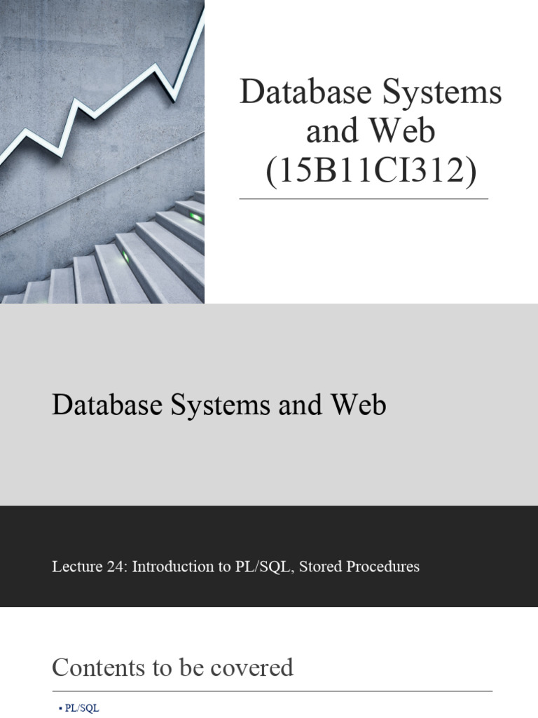 L 23 Introduction To PLSQL and Stored Procedures | Download Free PDF | Pl/Sql | Sql