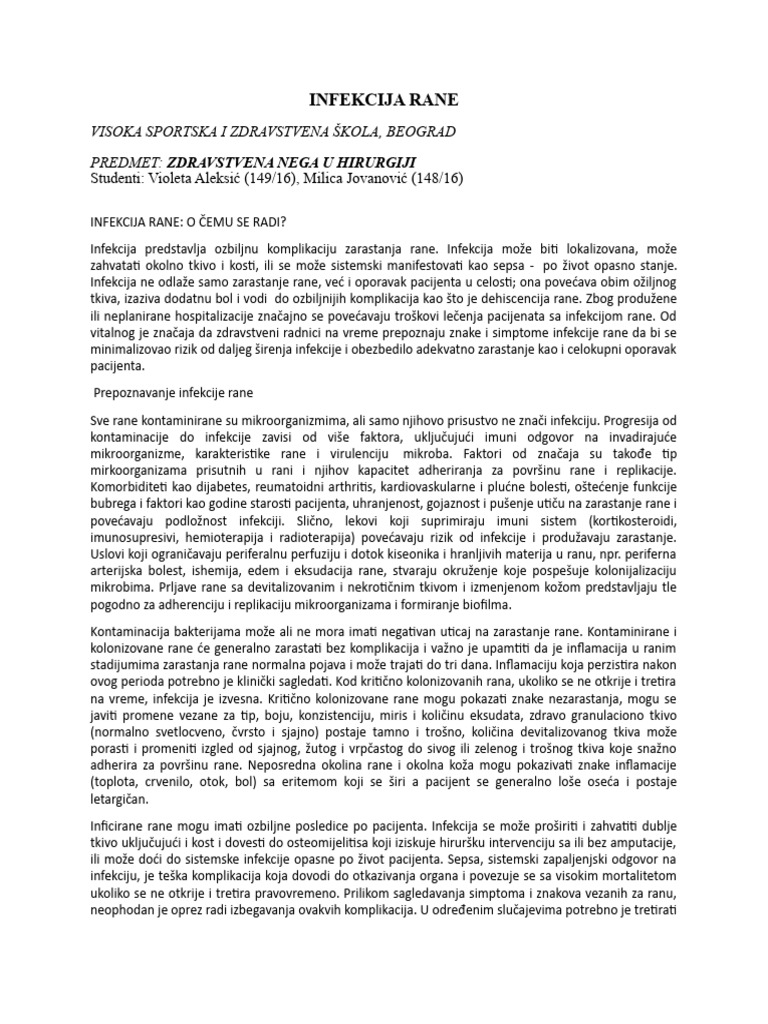 Infekcija Rane | PDF