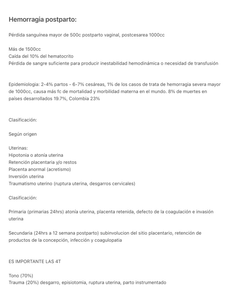 Hemorragia Postparto | PDF | Parto | Salud pública