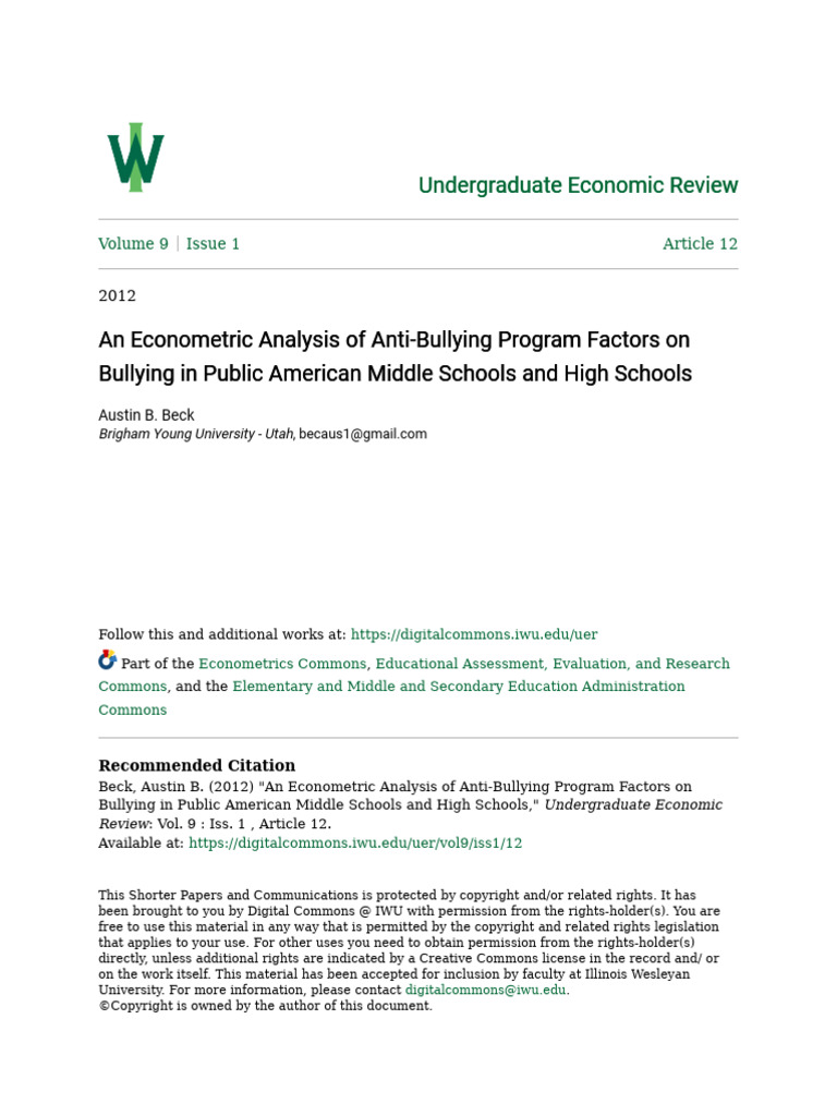 An Econometric Analysis of Anti-Bullying Program Factors | PDF ...