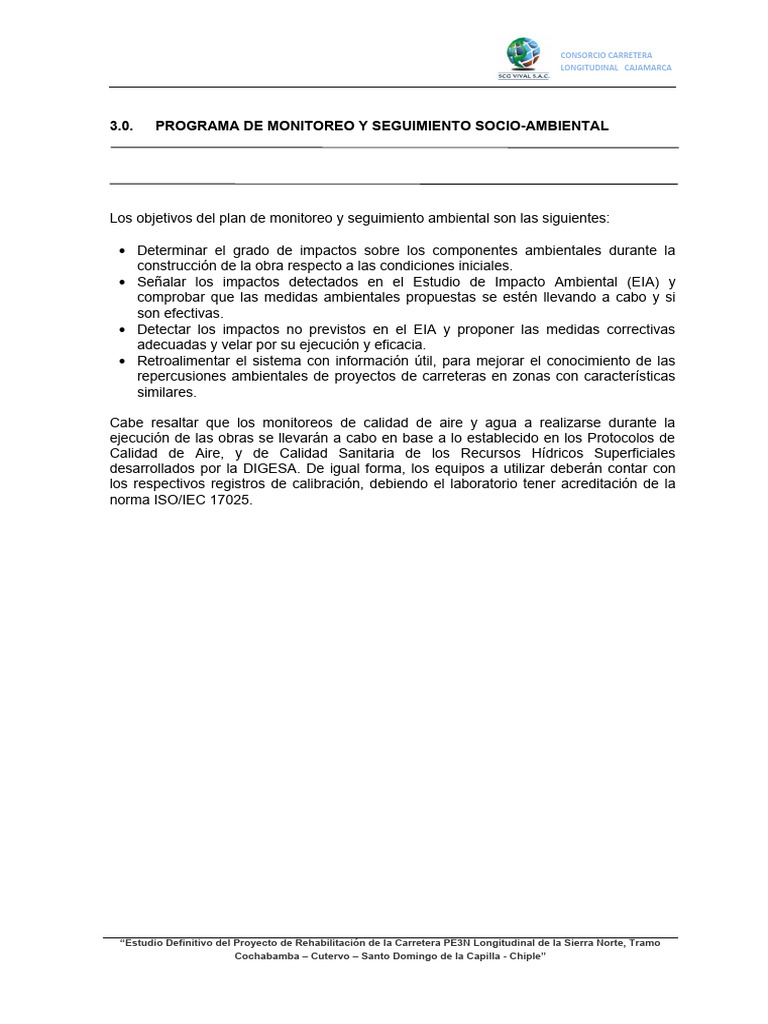 Programa de Monitoreo Ambiental | Descargar gratis PDF | Evaluación de impacto ambiental ...