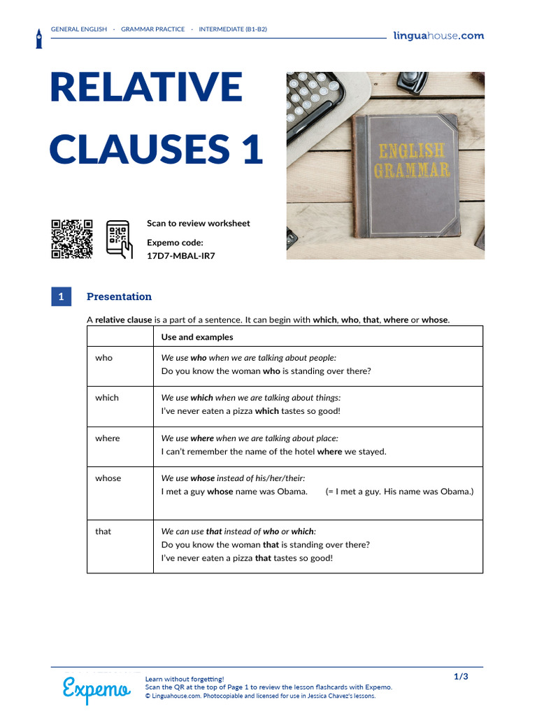 Relative Clauses 1 British English Student Ver2 | PDF | Grammar | Syntax