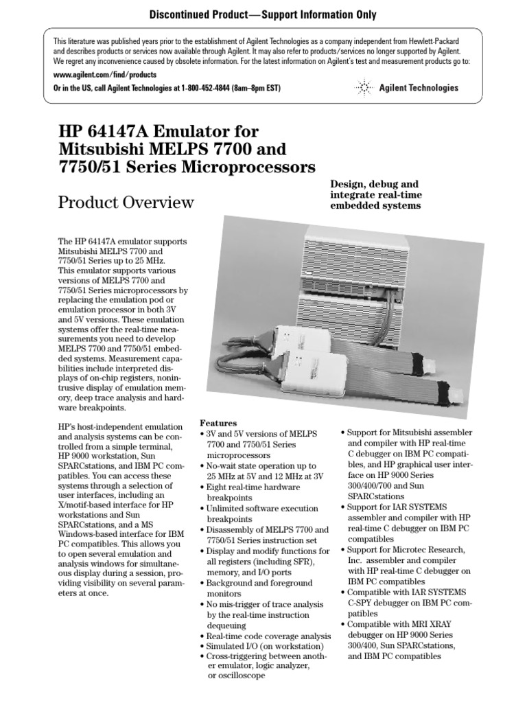 HP 64147A Emulator for MELPS 7700/51 | PDF | Emulator | Embedded System