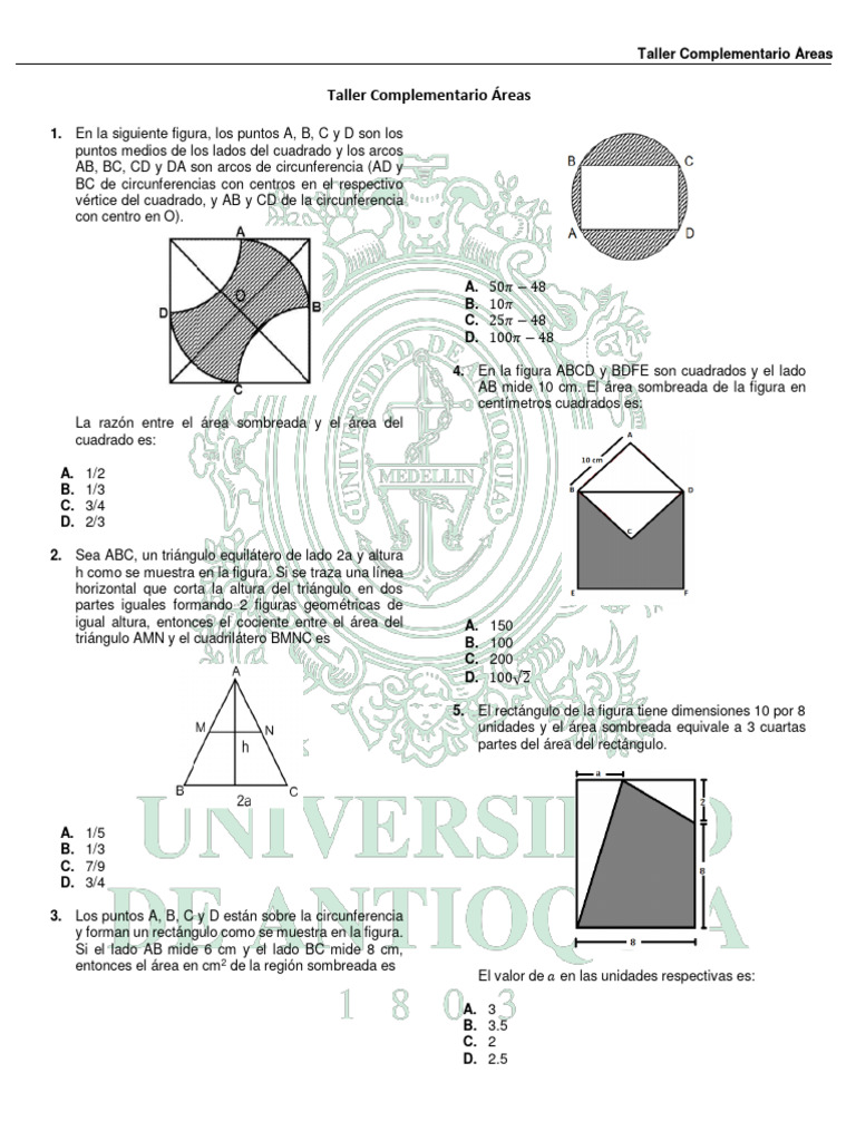 Taller Complementario Areas | PDF | Triángulo | Rectángulo