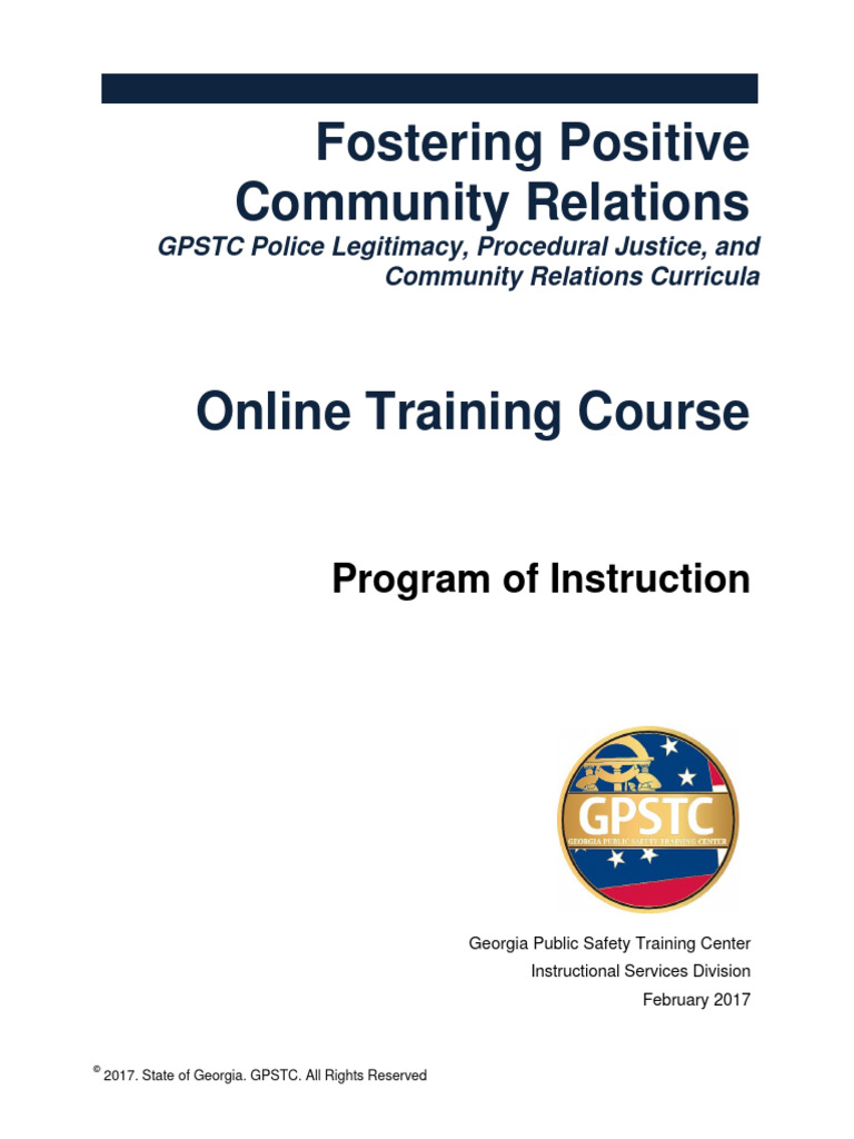 GPSTC Fostering Positive Community Relations Online Training Course POI ...