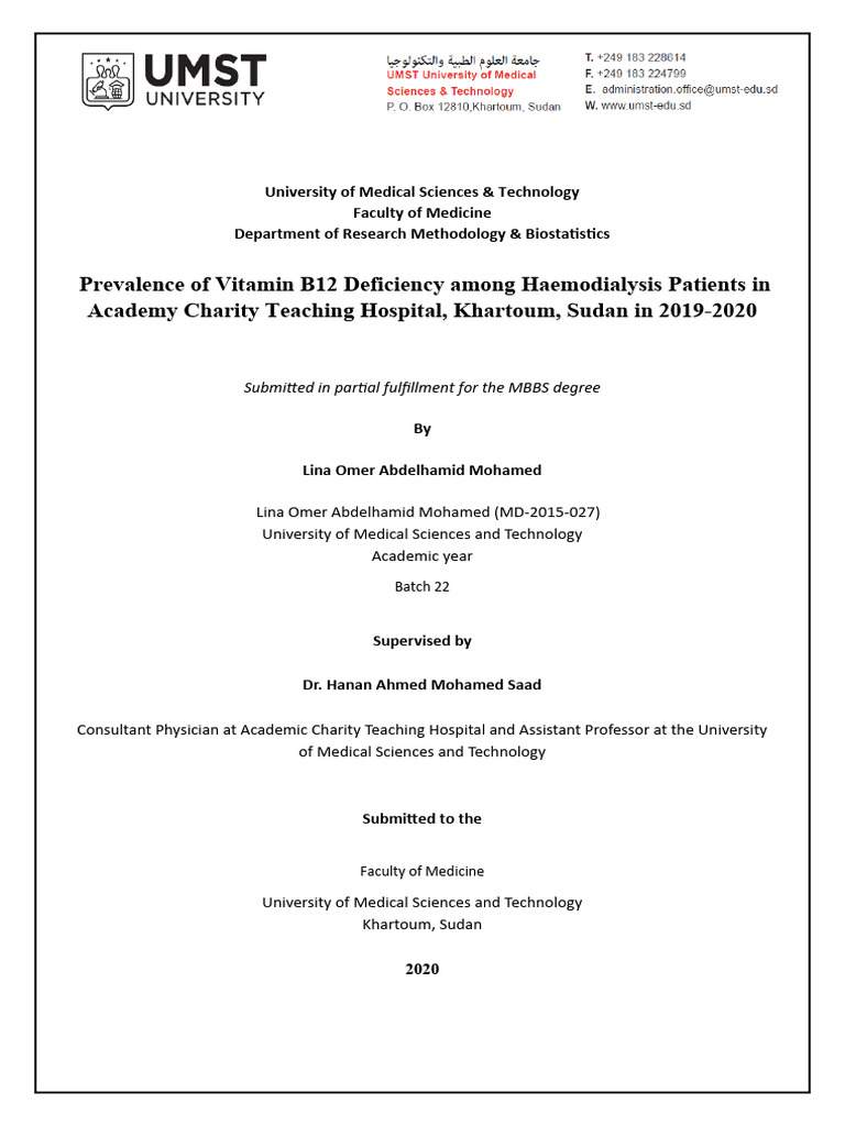 Lina's THESIS | PDF | Chronic Kidney Disease | Anemia