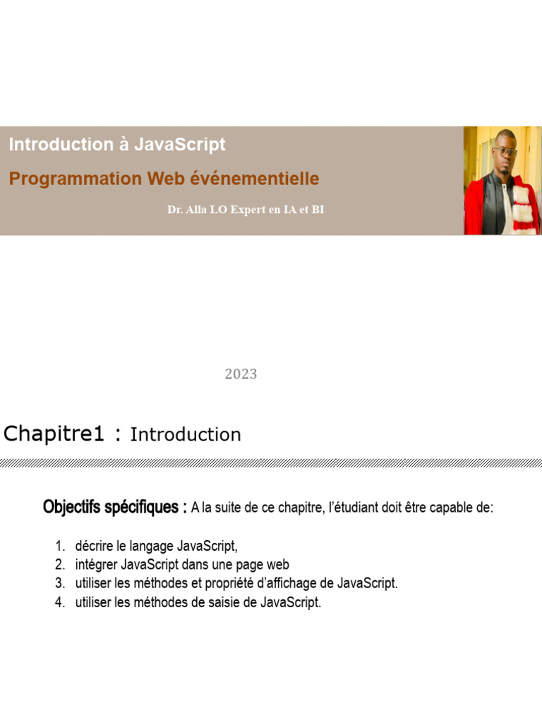 Chapitre 01 - Cours Programmation Objet Evenementielle | PDF | JavaScript | Html