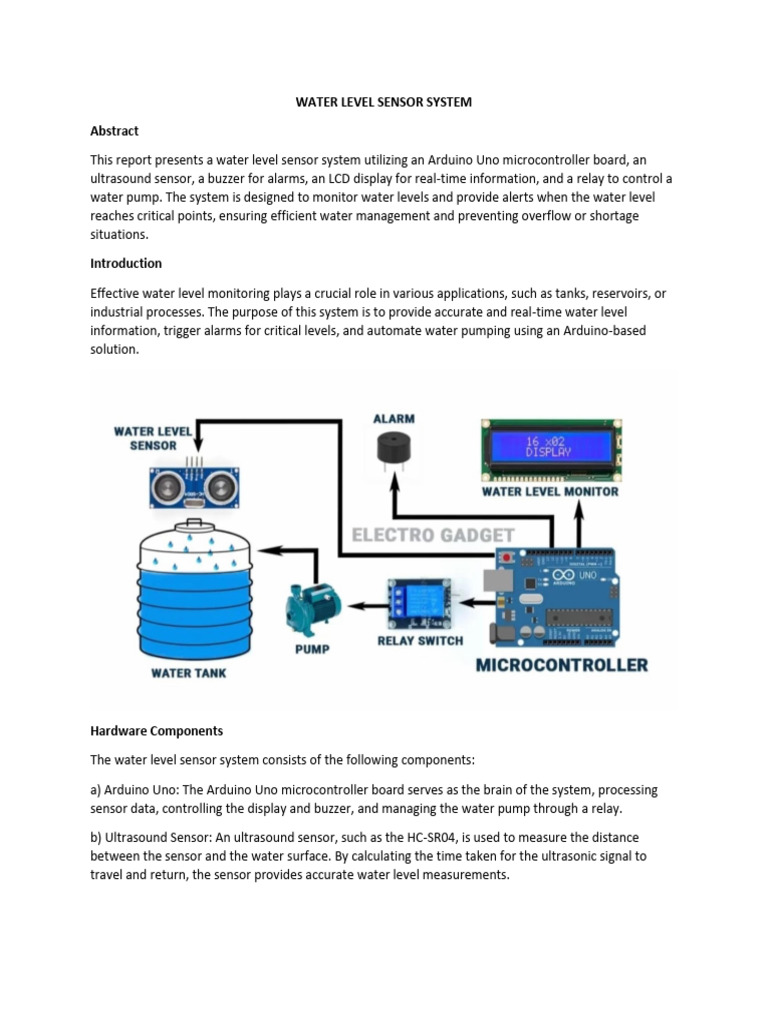 Water Level Sensor System | PDF | Ultrasound | Arduino