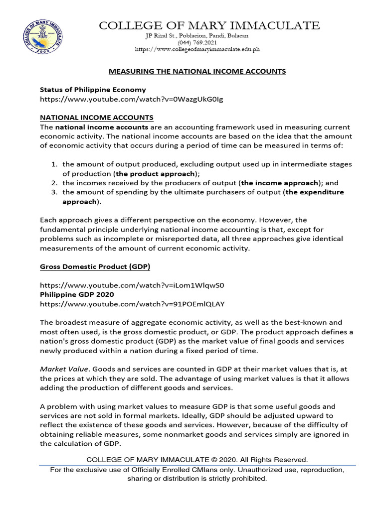 ECO02 LPS2 Measuring The National Income Accounts | PDF | Measures Of ...